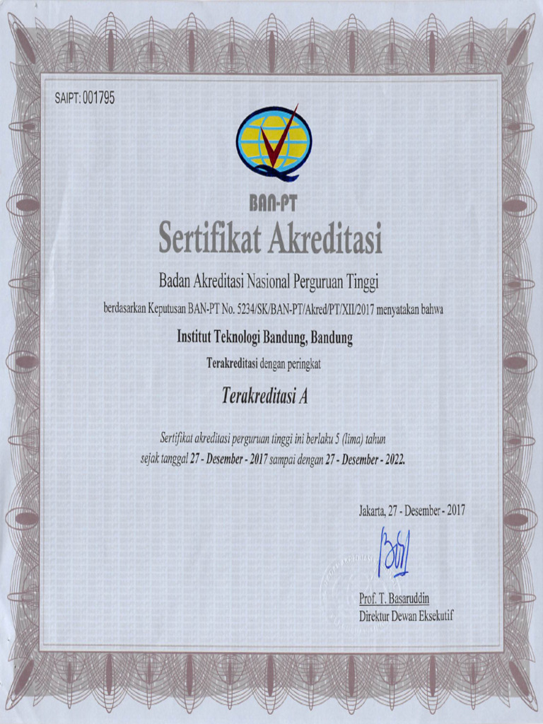 Akreditasi ITB (2017-2022) | PDF