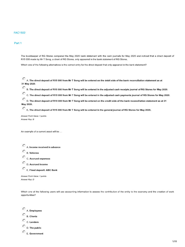 FAC1502 - Self Assessment | PDF