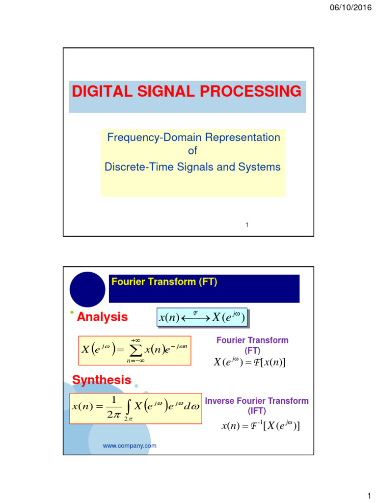Discrete Time Fourier Transform-Dtft | PDF | Fourier Analysis | Fourier Transform