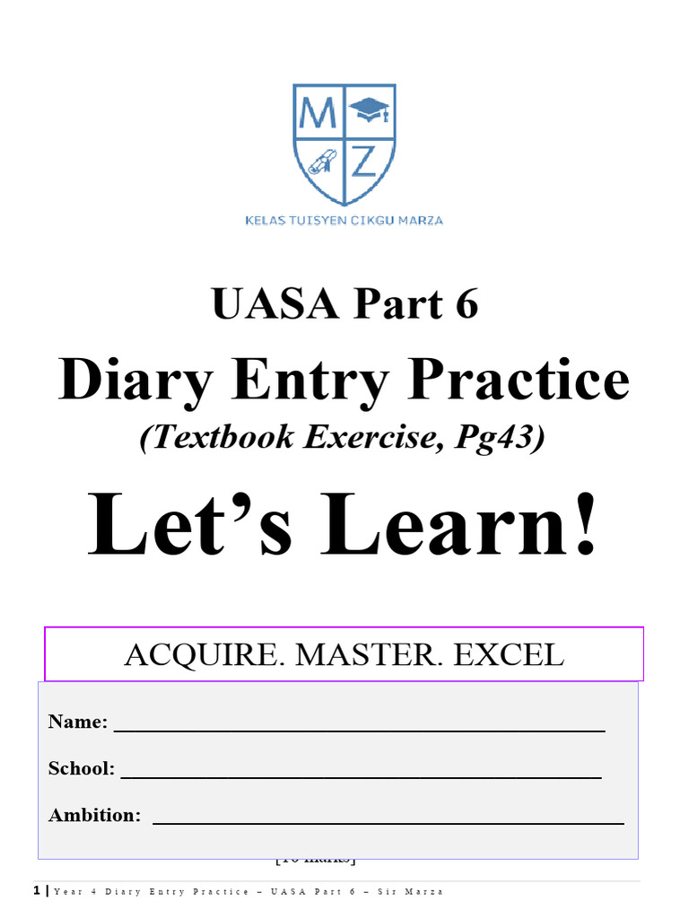 Year 4 Diary Writing Practice | PDF | Grammatical Tense | Verb