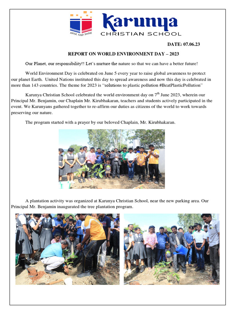 World Environment Day 2023 Celebration Report | PDF