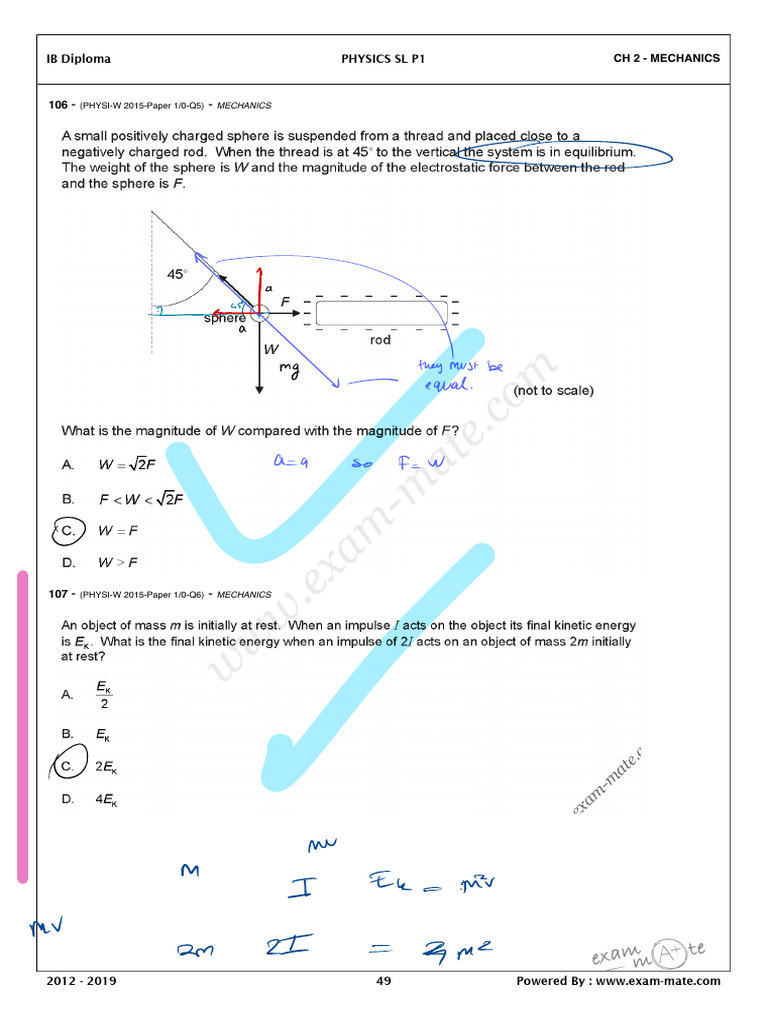 IB Physics SL Mechanics Exam Questions | PDF | Educational Stages | Schools