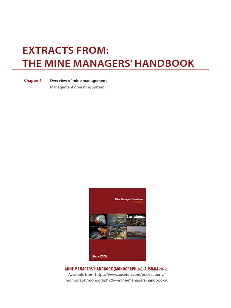 Mine Managers' Handbook (Module 1 Extracts) | Download Free PDF | Mining | Economies