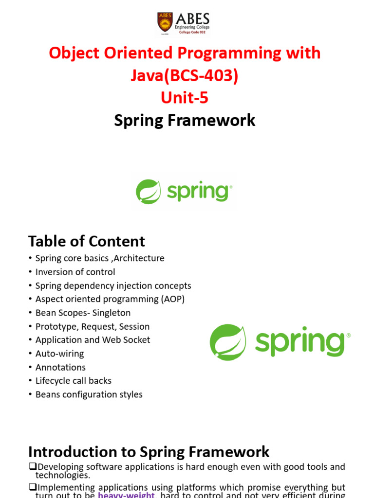 5 Unit5 Part1 Pdf Spring Framework Class Computer Programming