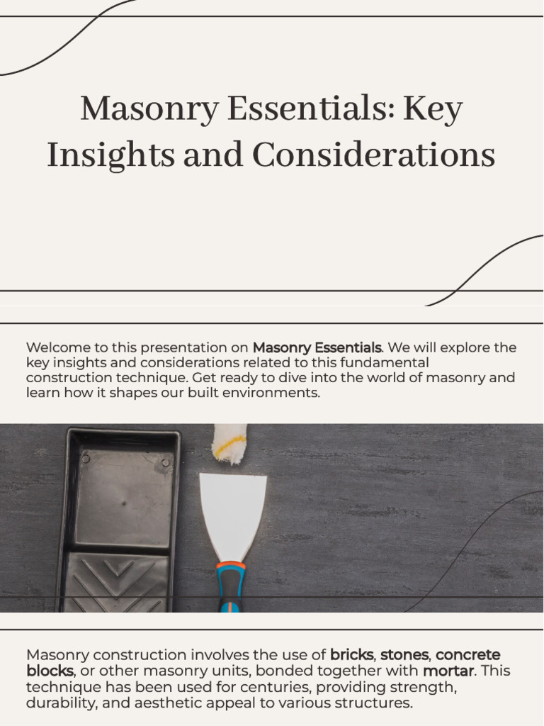 Slidesgo Masonry Essentials Key Insights and Considerations ...