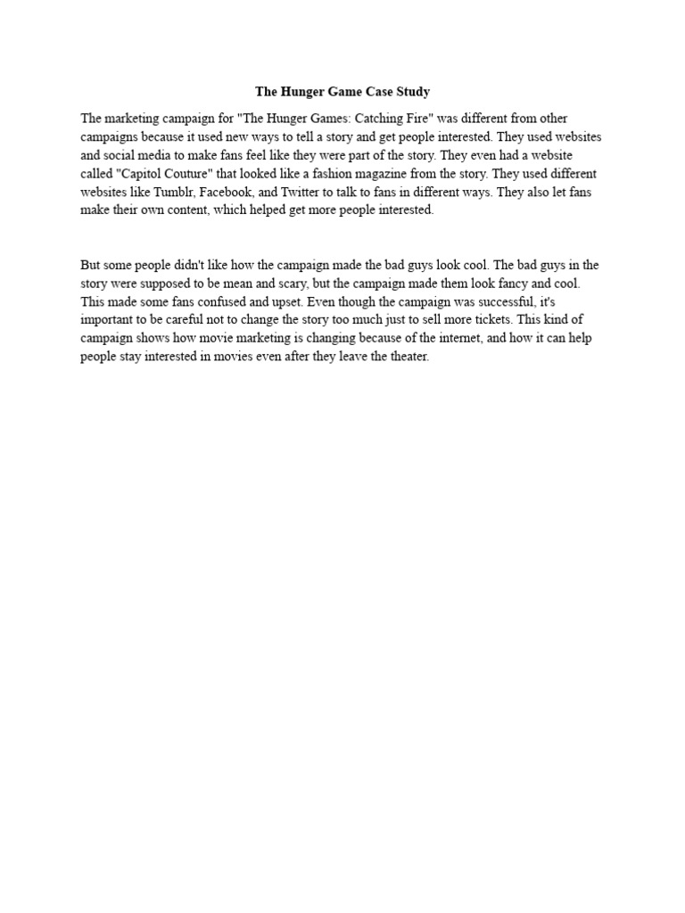 The Hunger Game Case Study | PDF