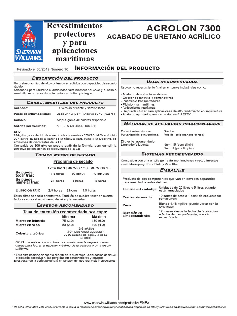 HT - Acrolon 7300 | PDF | Temperatura | Presión