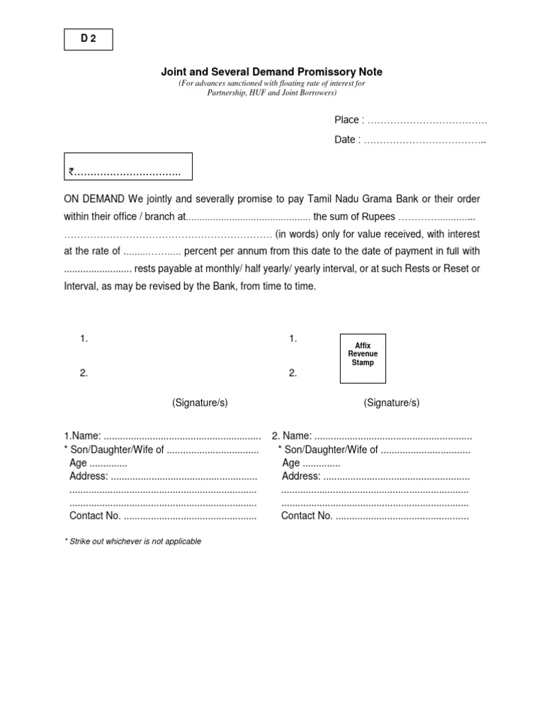 Joint Demand Promissory Note Template | PDF | Banking | Financial Services