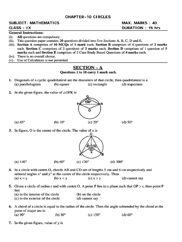 Maths STD 10th Chapterwise Question Bank Nodia 2024 | PDF