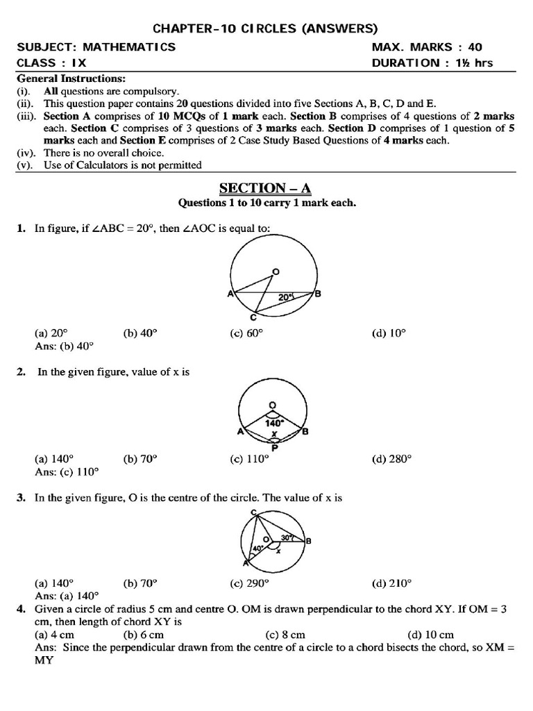 Class Ix Chapter 10 Circle Answers | PDF