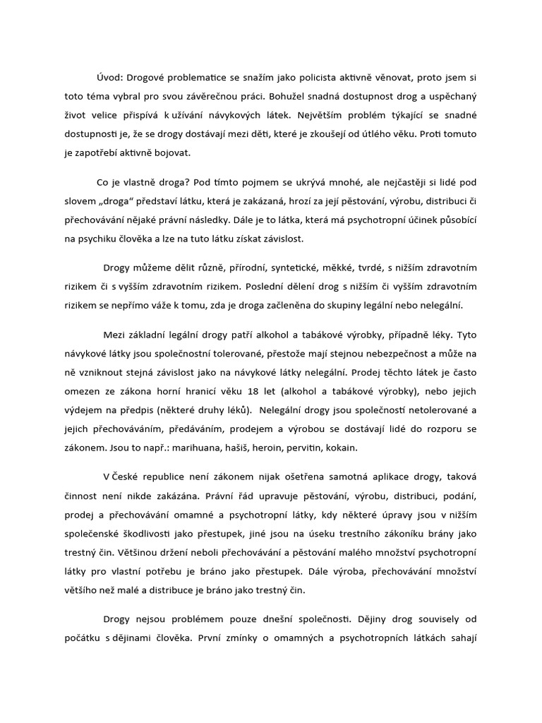 AJ - Seminární Práce - Drogy | PDF