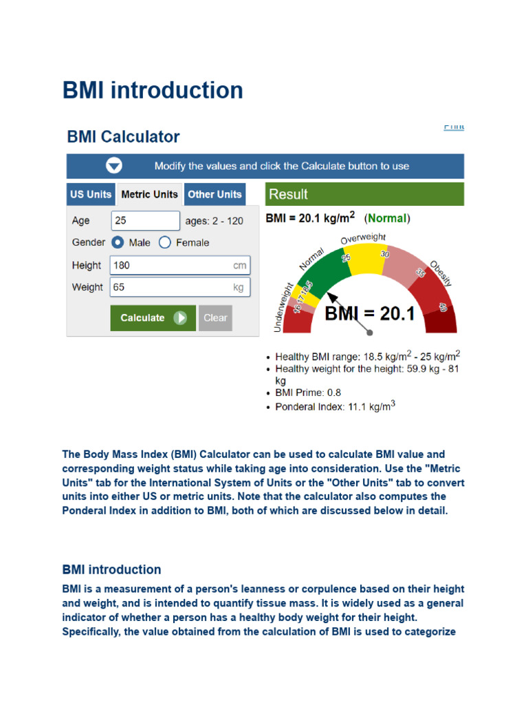 BMI AND BMR | Download Free PDF | Body Mass Index | Obesity