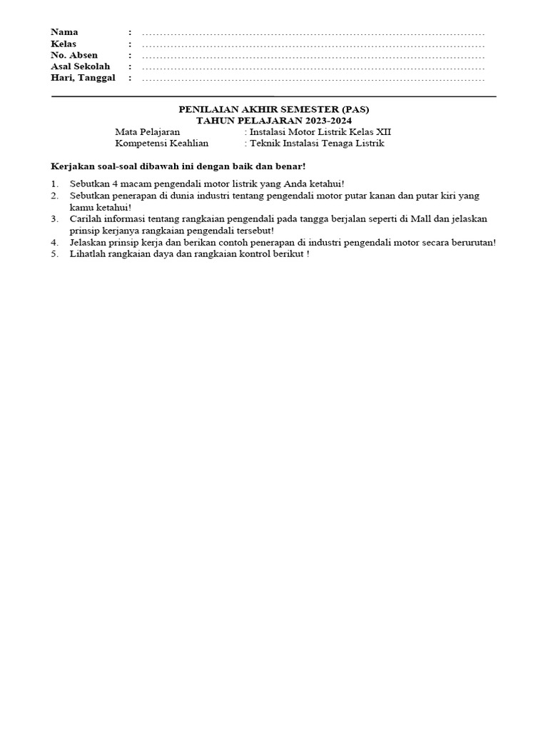 Soal UAS IML XII 2023 | PDF