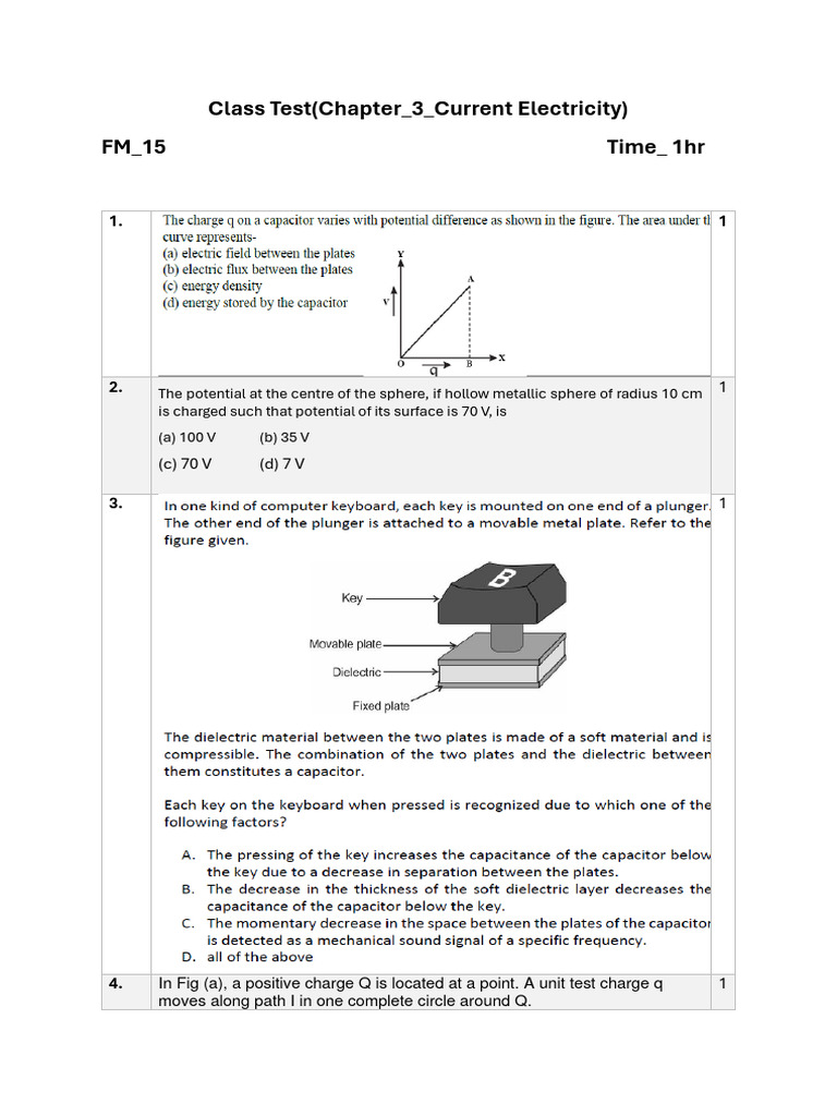 Chap2 CT 01 2024 | PDF | Capacitance | Capacitor