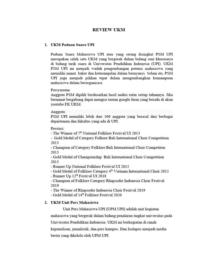 A Review Ukm | PDF | Perjalanan