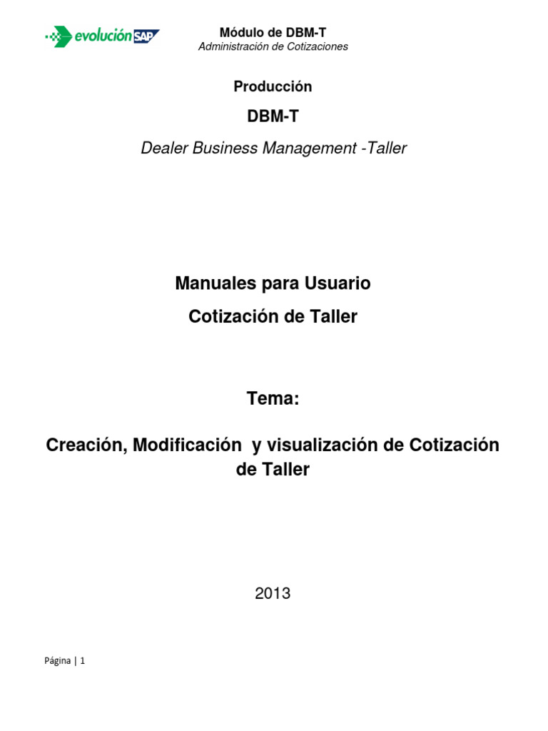 Dbmt-04-Creacion de Cotizacion de Taller | PDF | Informática | Ciencias ...