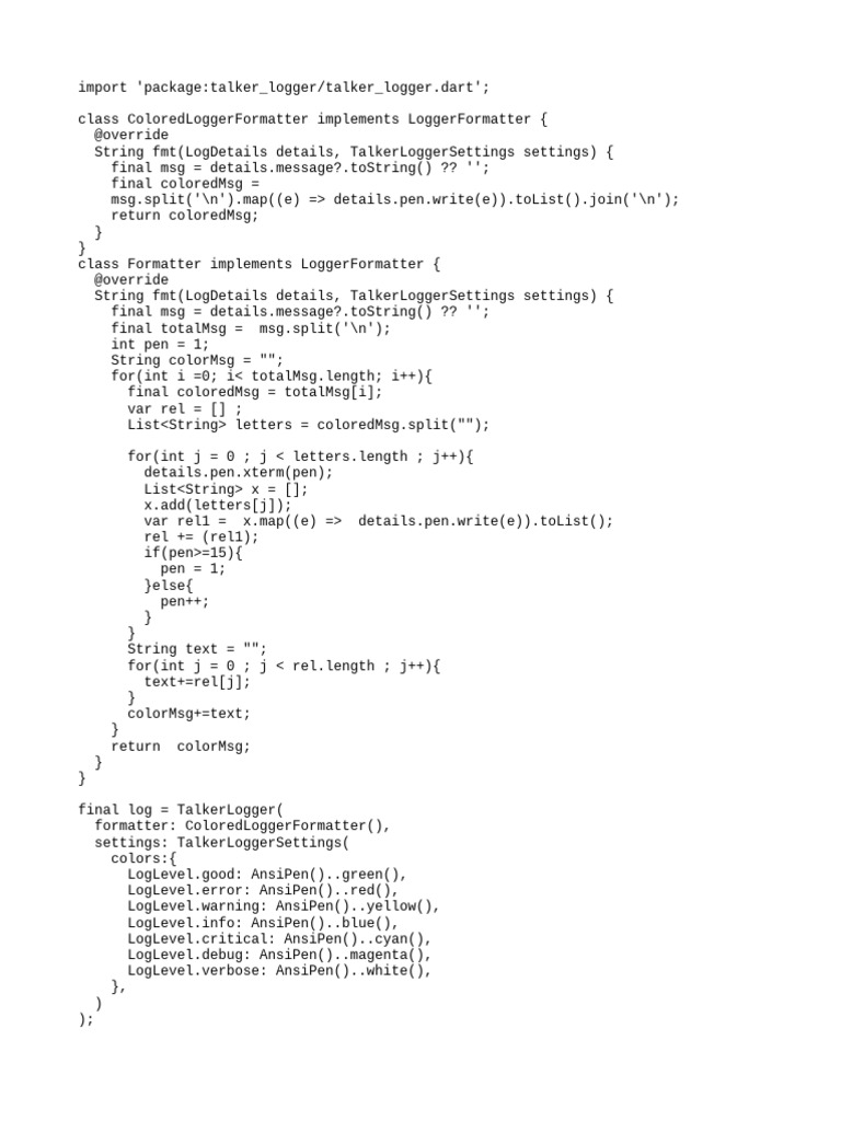 Customlogger Dart | PDF