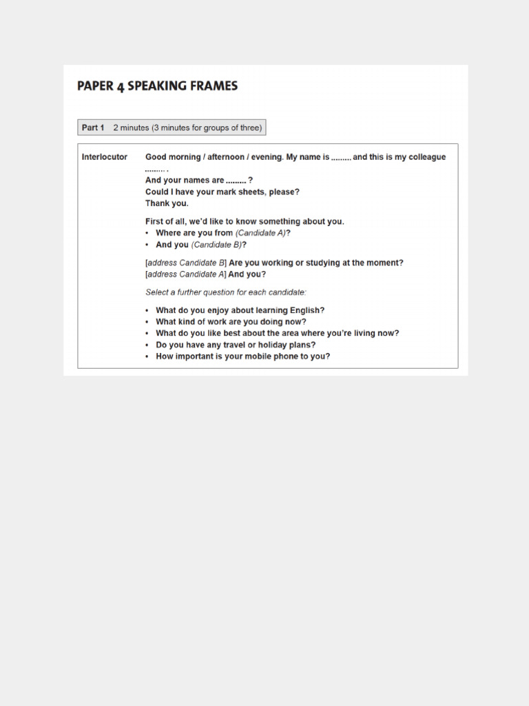 Cpe Practice Speaking | PDF