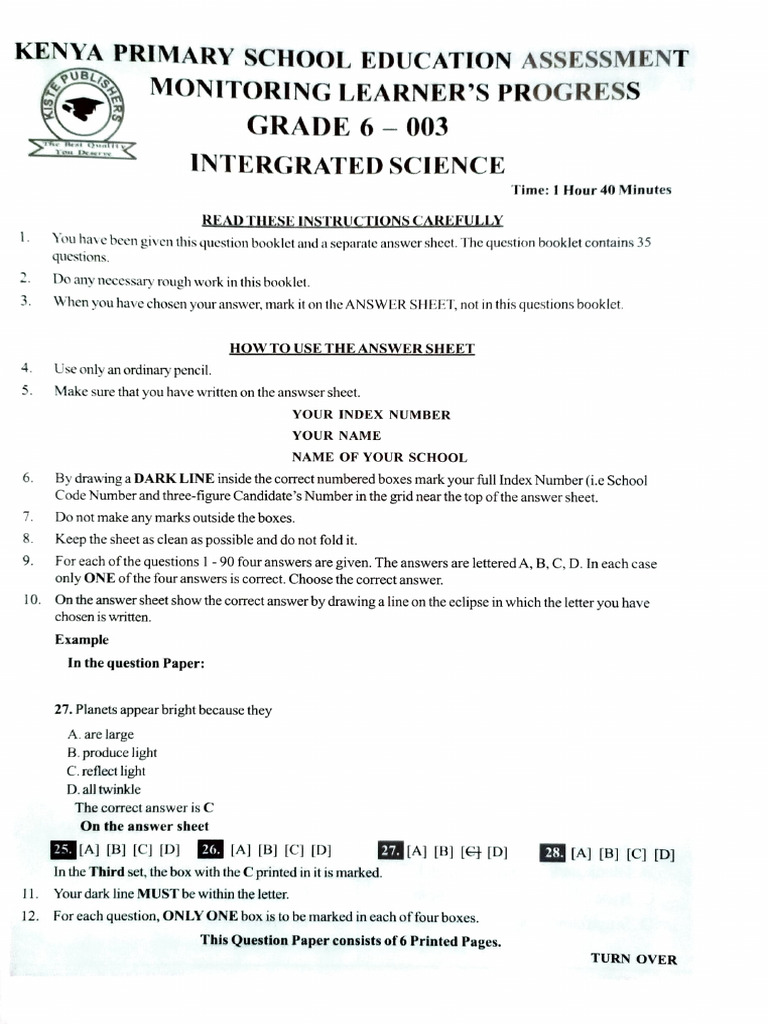 G6 KISTE KPSEA Replica Integrated Science | PDF | Vein | Blood