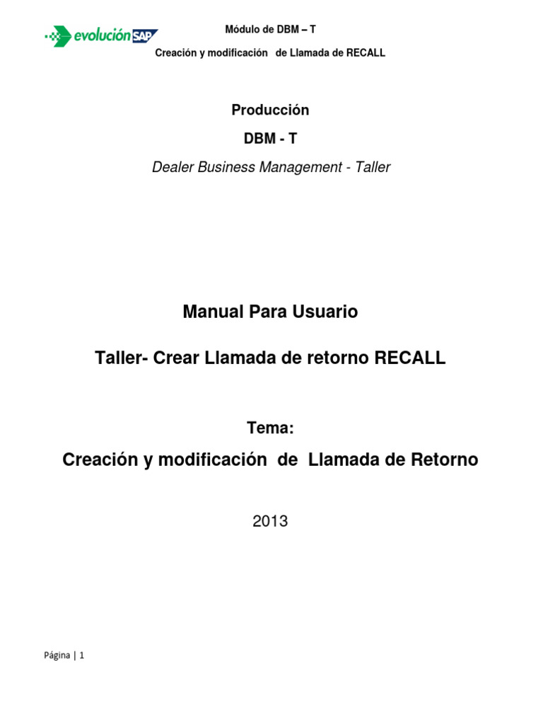 Dbmt-10-Creacion de Llamadas de Recall | PDF | Informática | Software