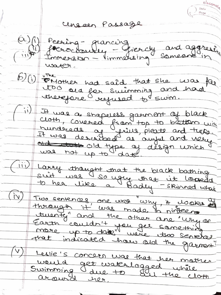 Rishit Shah 9th lec pgg eng unseen passage | PDF