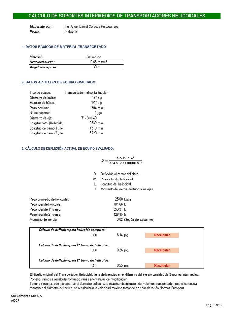 Verificación de Deflexión y Recálculo | PDF | Ingeniería mecánica ...