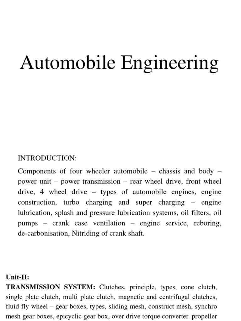 Comprehensive Guide to Automobile Engineering | PDF | Turbocharger ...