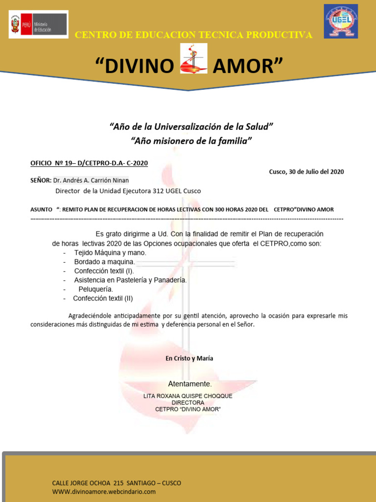 Oficio 2020 Cetpro | PDF