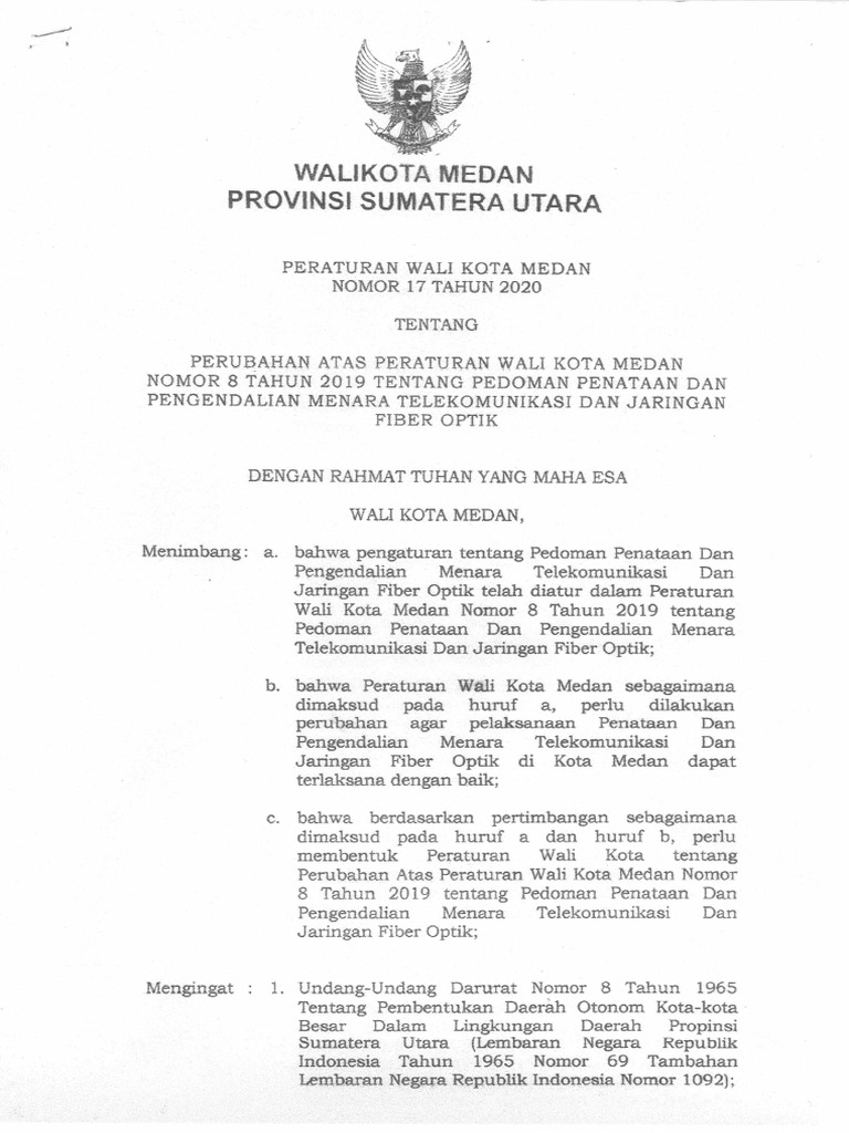 Perwal 17 Tahun 2020 TTG Perubahan Atas Perwal 8 Tahun 2019 TTG Pedoman ...