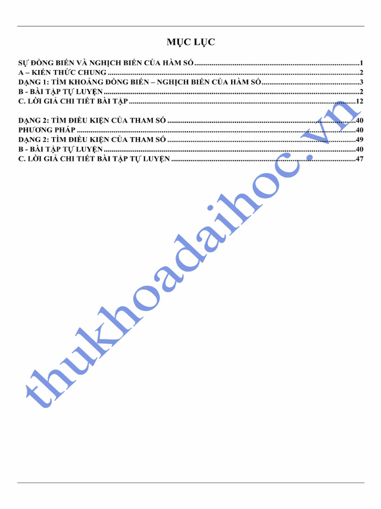 1. Su Dong Bien Va Nghich Bien Cua Ham So Phan 1 (Chinh) (Co Ten) - 01-Đã Chuyển Đổi | PDF