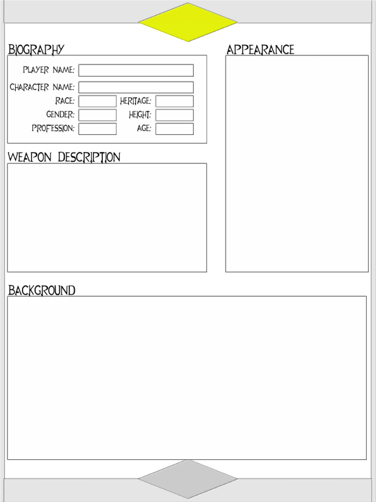 RWBY TTRPG Character Sheet Template | PDF