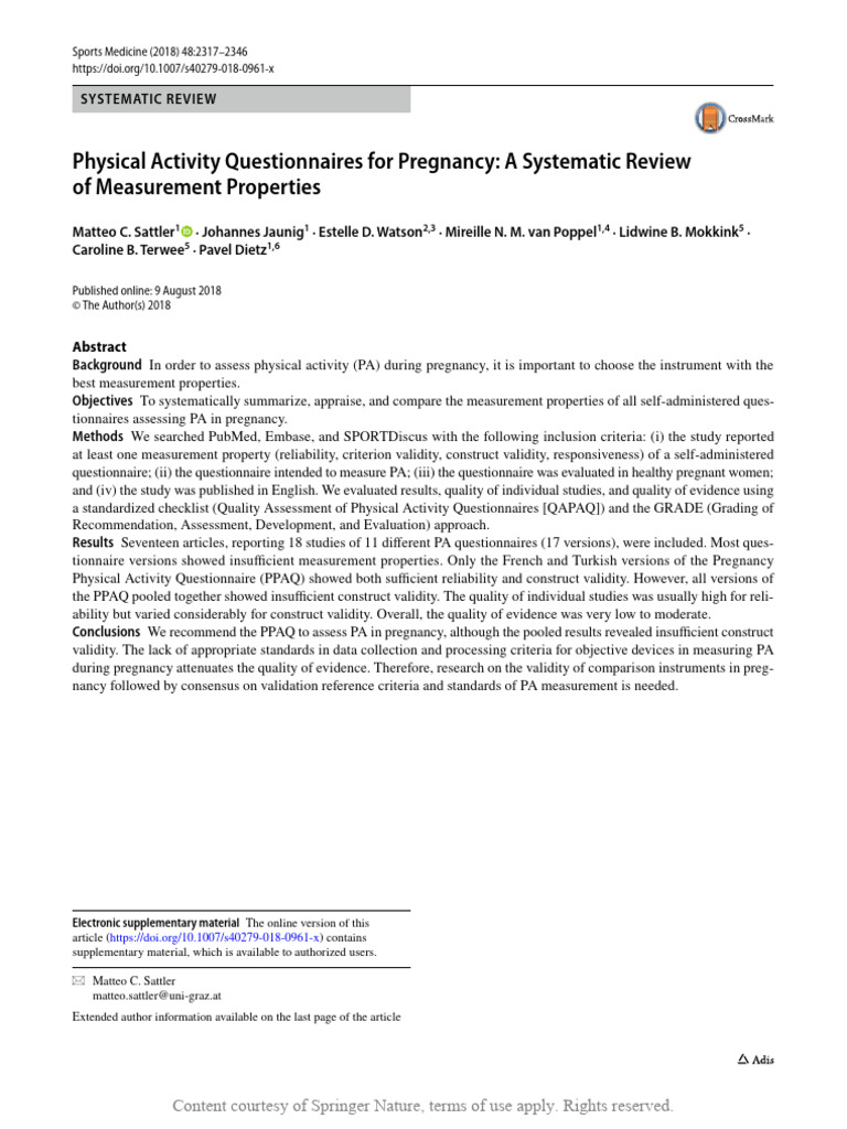 Physical_Activity_Questionnaires_for_Pregnancy_A_S | PDF | Validity (Statistics) | Confidence ...