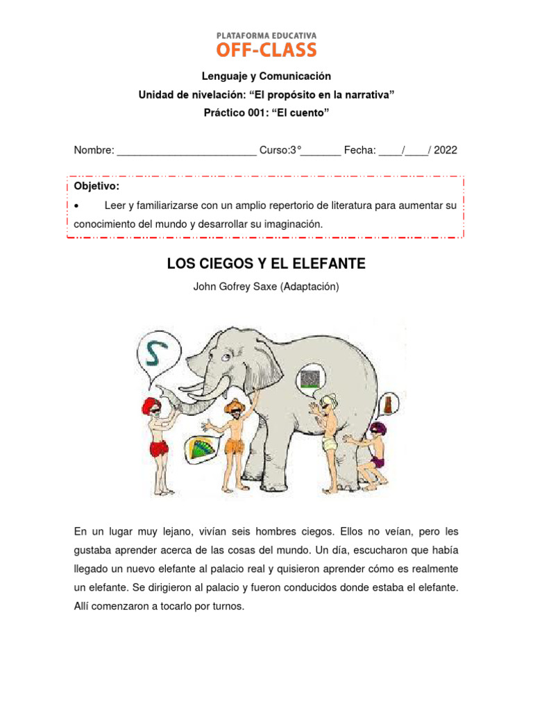 001 3B Lenguaje Práctico Nivelación Guía Cuento | PDF