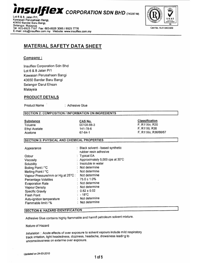MSDS Lem Insulflex - 240702 - 095150 | PDF