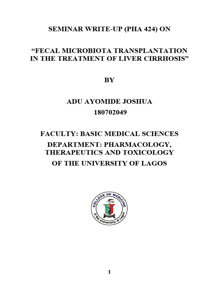 424 Seminar Write-Up 1 - 105425 | PDF | Cirrhosis | Hepatitis