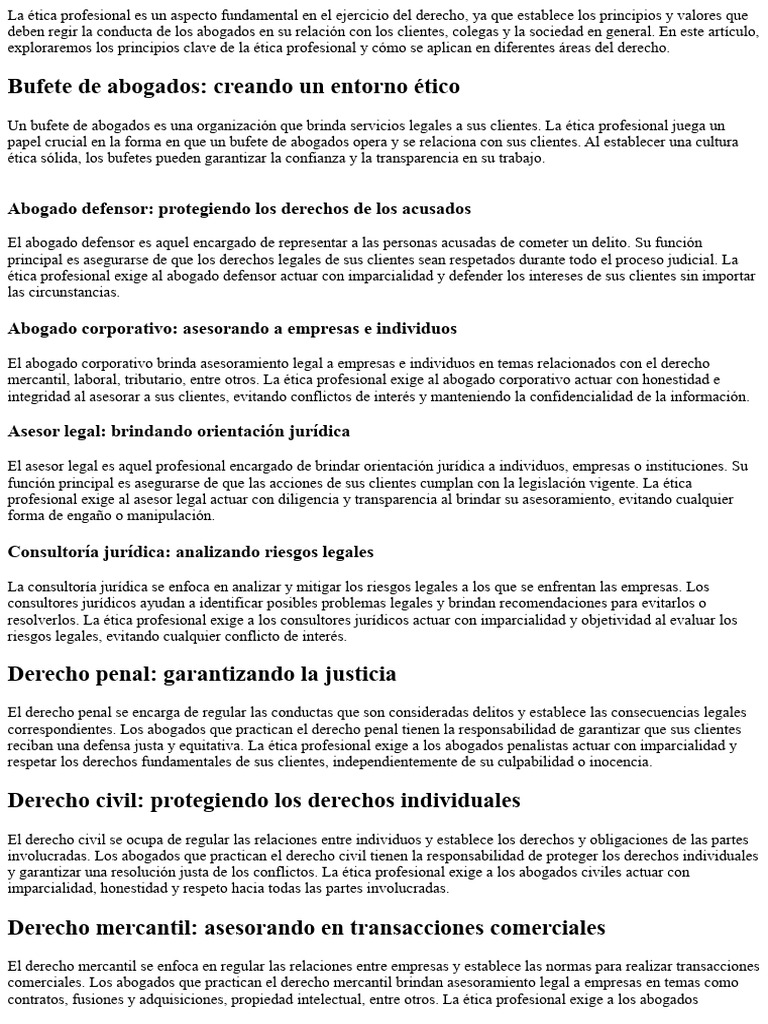 Ética profesional: principios fundamentales para el ejercicio del ... Ética profesional: principios fundamentales para el ejercicio del ...