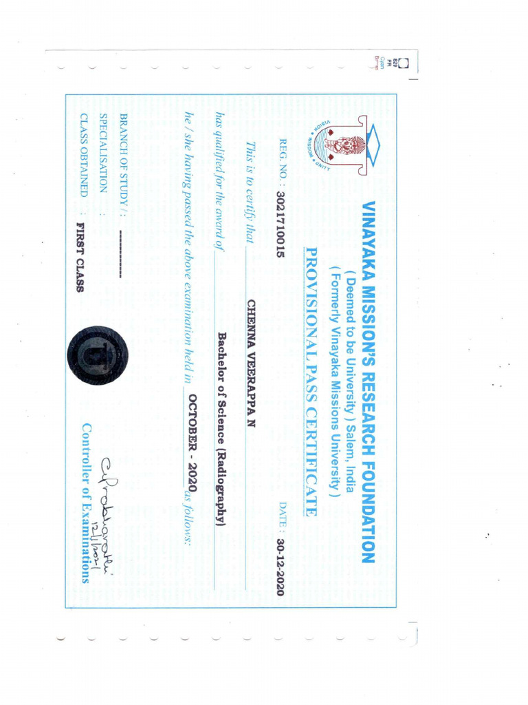 Provisional Certificate | PDF