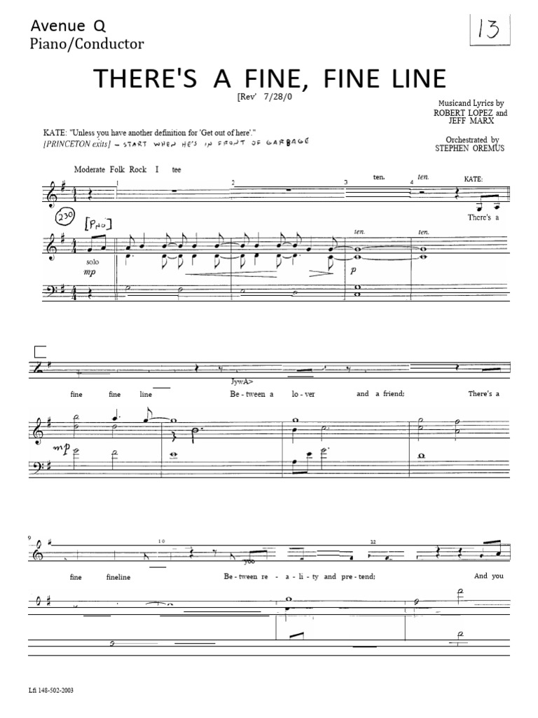 Theres A Fine Fine Line Avenue Q Sheet Music | PDF | Performing Arts ...
