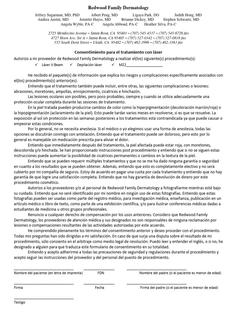 Spanish-Consent-to-Laser-Treatment | PDF | Medicina CLINICA | Medicina