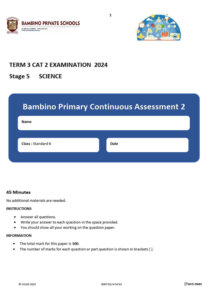 Stage 5 Science Cat 2 Term 3 (2024) | PDF | Gases | Water