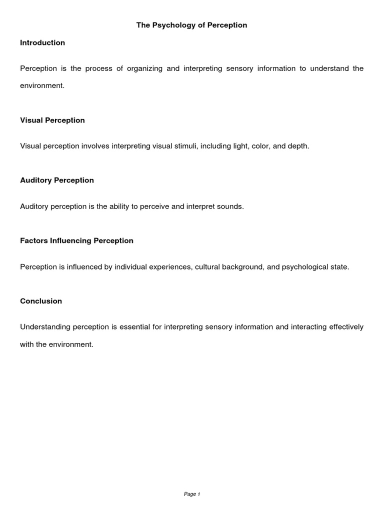 Psychology Of Perception Pdf