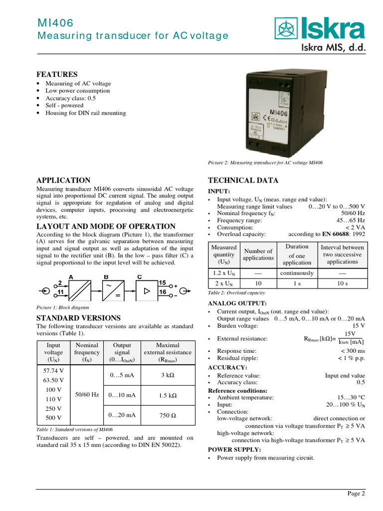 Iskra Mi406an AC GERİLİM | PDF | Alternating Current | Frequency