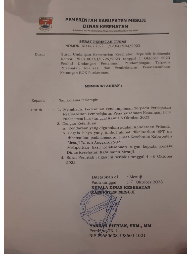 SPT Dinkes Mesuji | PDF