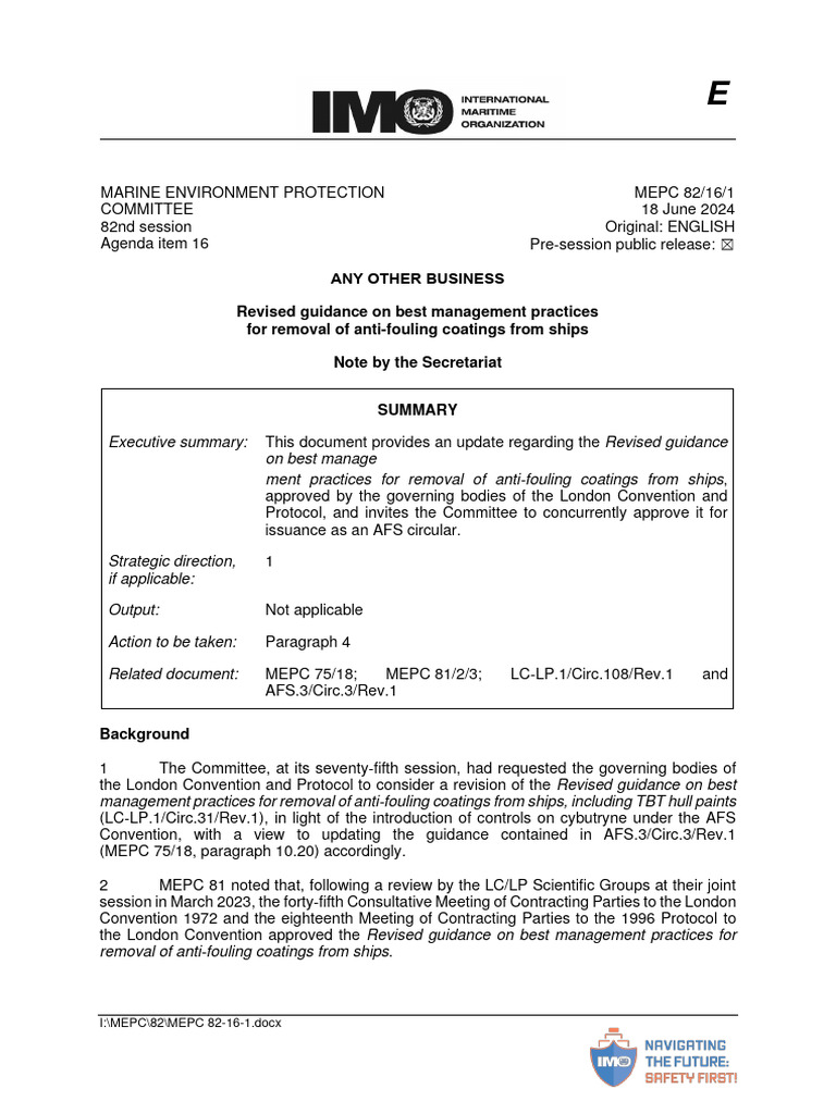 MEPC 82-16-1 - Revised Guidance On Best Management Practices For ...