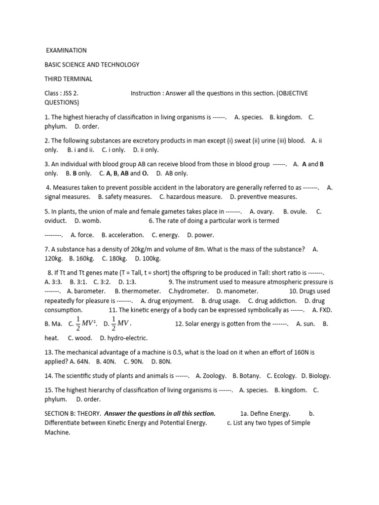 Basic Science JSS 2 3rd T | PDF | Machines Basic Science JSS 2 3rd T | PDF | Machines