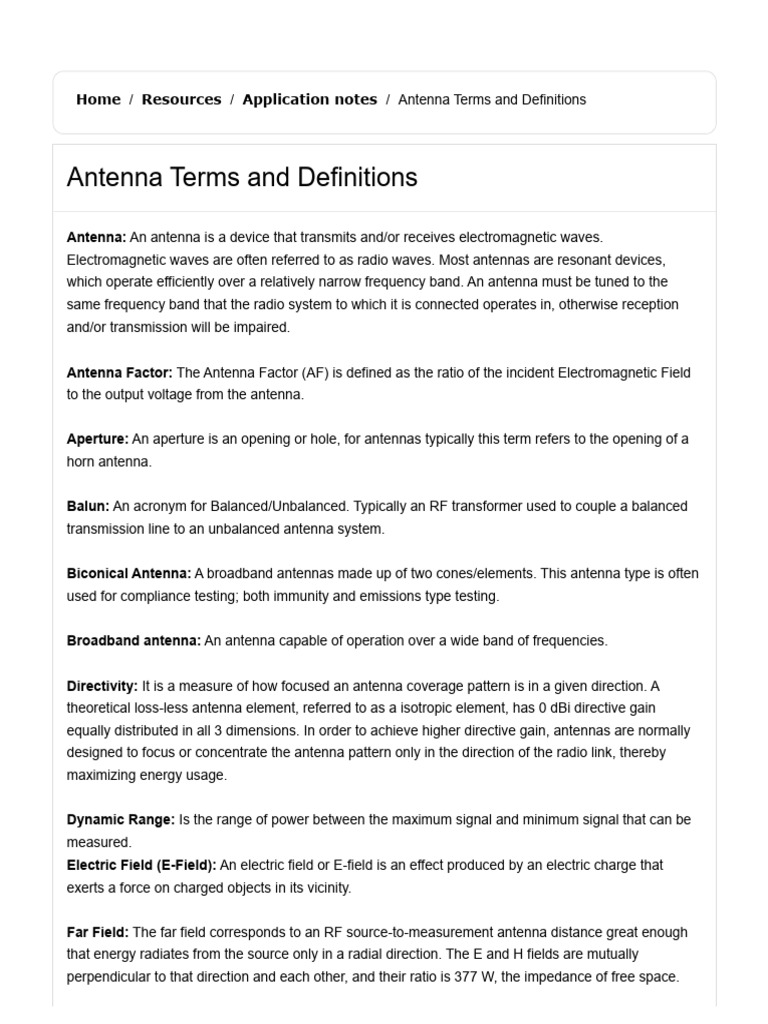 Antenna Terms and Definitions | PDF | Antenna (Radio) | Polarization ...