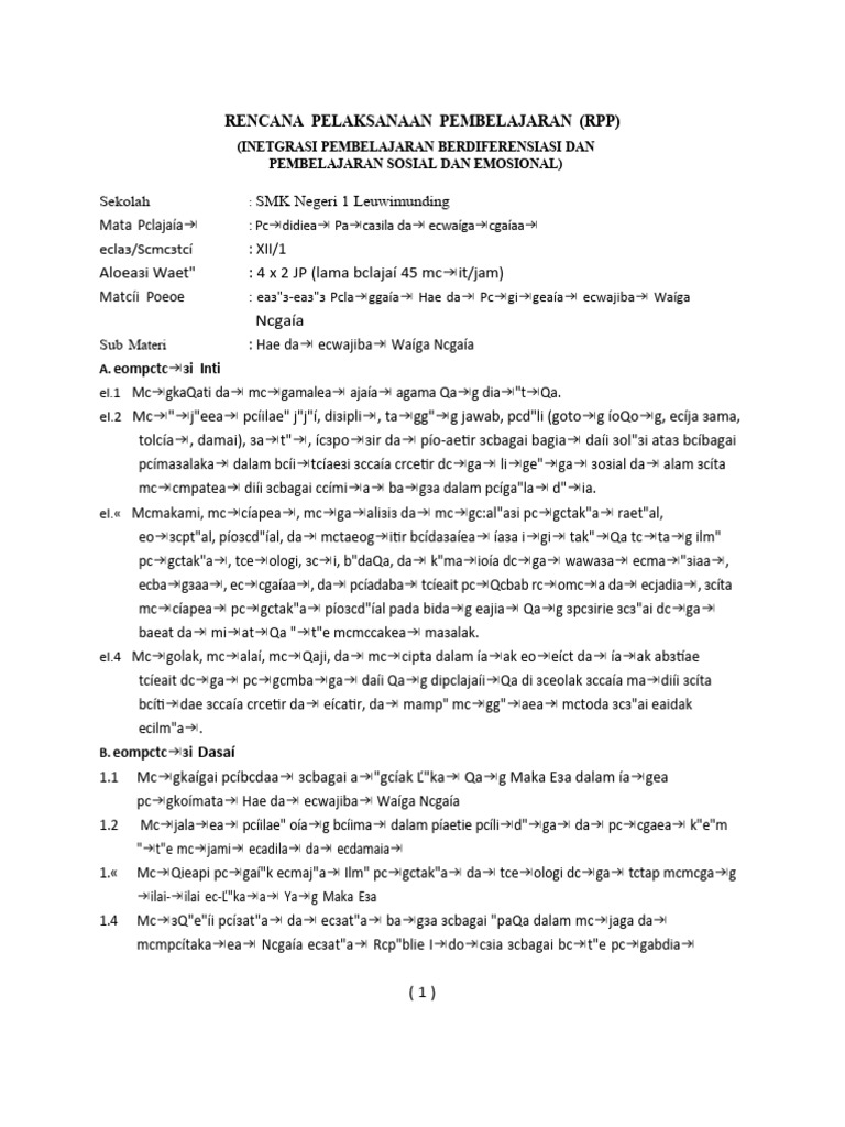 RPP BAB 1 PKN XII Drs. Sair Revisi | PDF