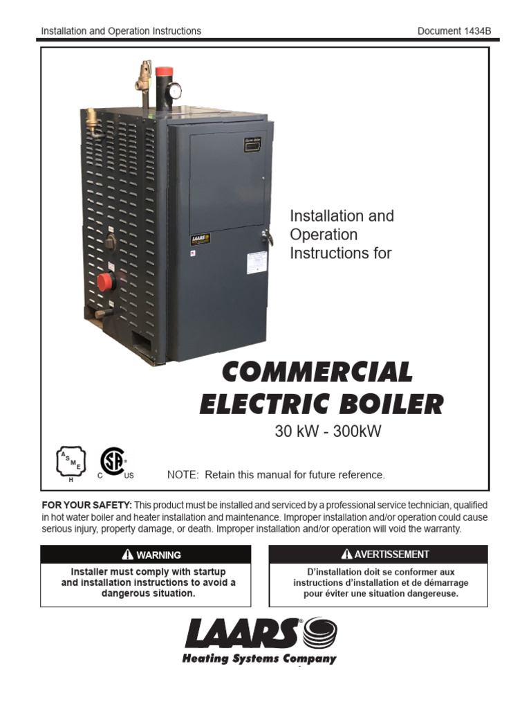 Commercial Electric Boiler: Installation and Operation Instructions For ...