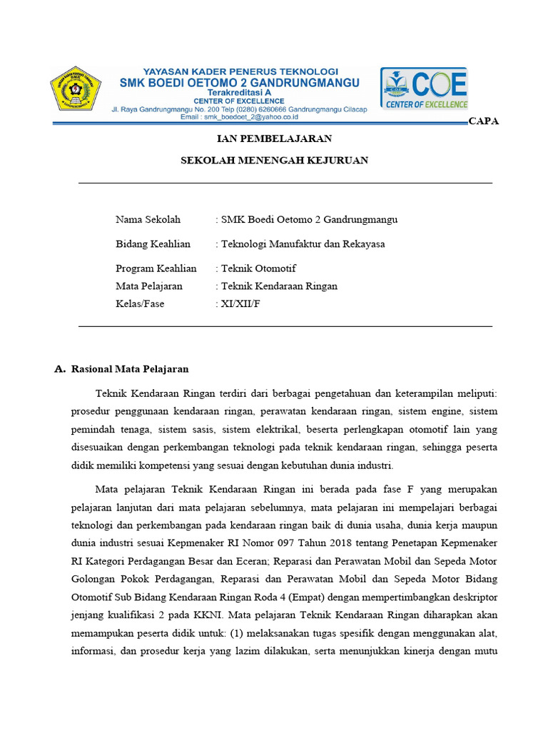 CP Fase F Kelas Xi&xii TKR | PDF | Komputer | Teknologi & Rekayasa