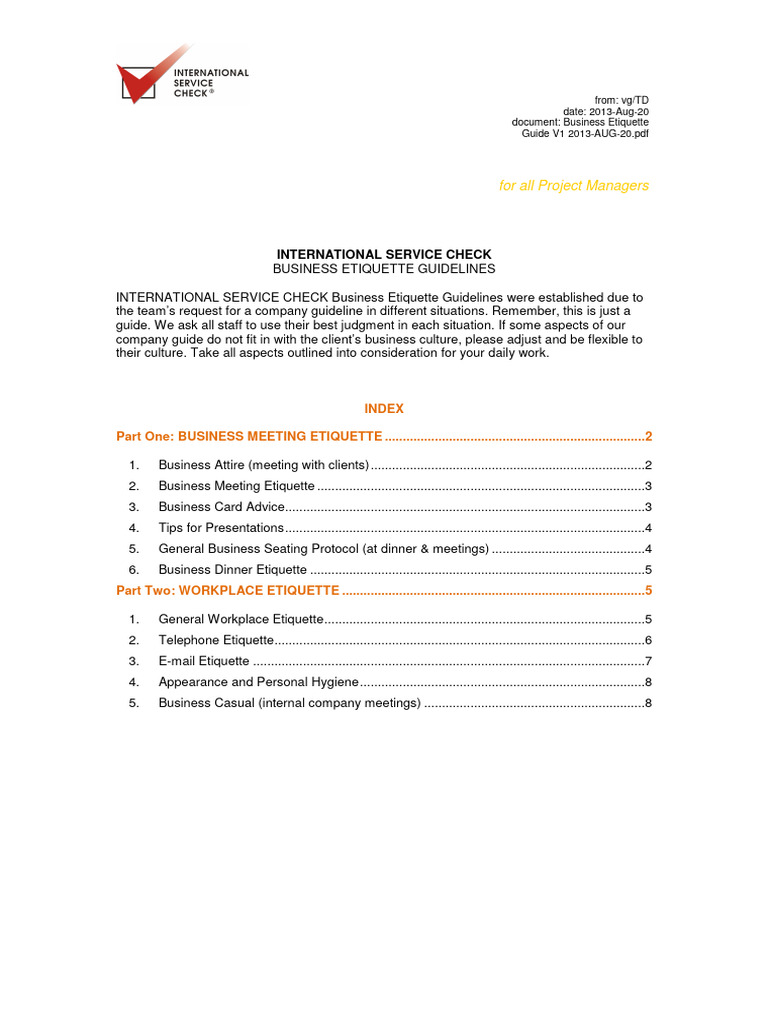 Business Etiquette Guidelines for Managers | PDF | Clothing